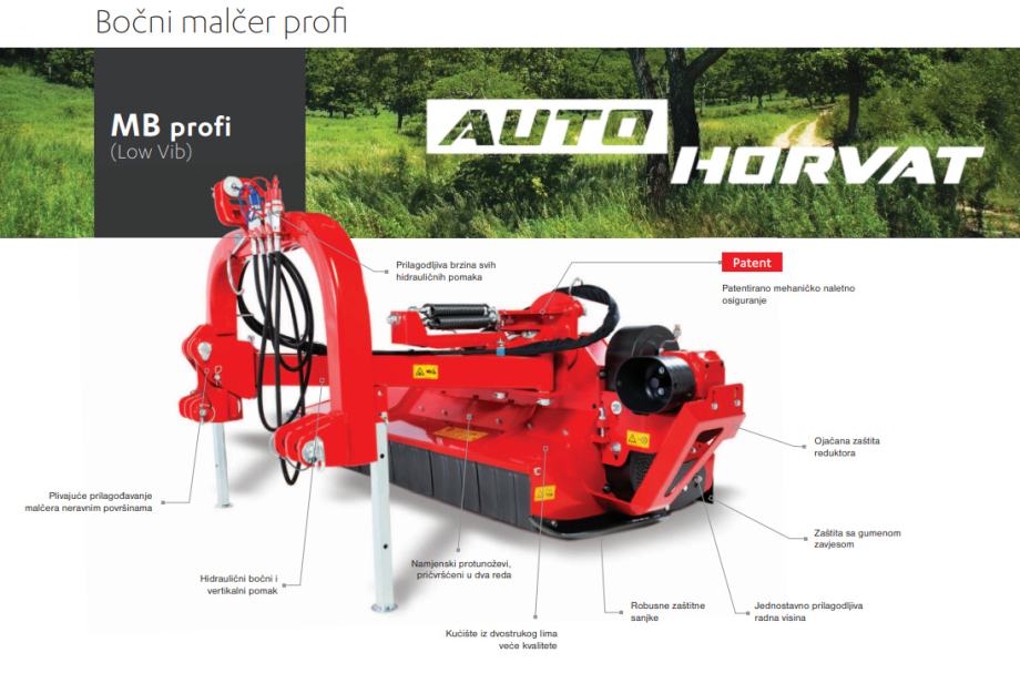 MALČER TEHNOS MB 220 LW PROFI - SA KARDANOM - BOČNI MALČER NA RUCI
