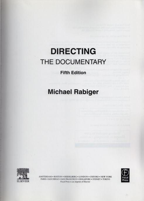 Michael Rabiger – Directing the Documentary (Z13)