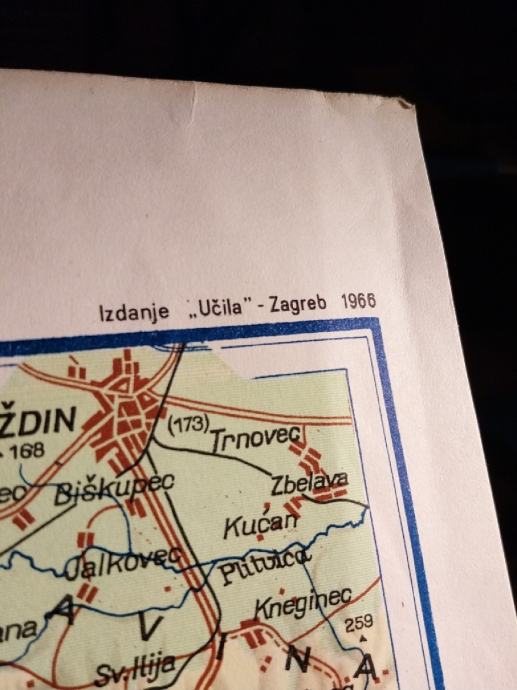 Karta Zagreba, šire gradsko područje 1966.