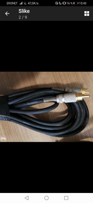 Zlatni audio kabal Monitor PC OFc HL Phono 2x6 metara sa cincevima