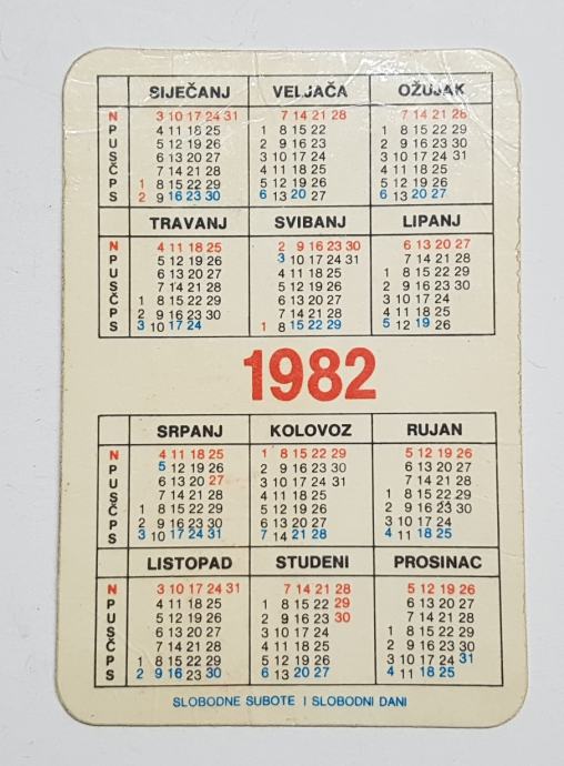 DŽEPNI KALENDAR, 1x KALENDARIĆ, LOT, iz 1982 godine