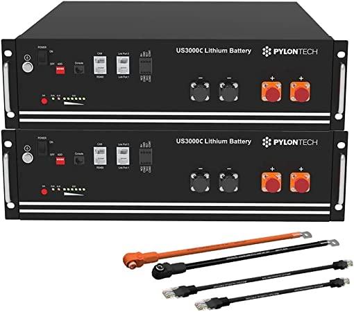 2 x PYLONTECH US3000c + rack 7.2 kw/h