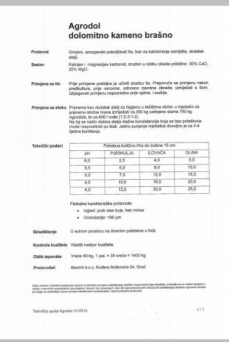 Agrodol - vapno - kalcifikacija - kalcizacija