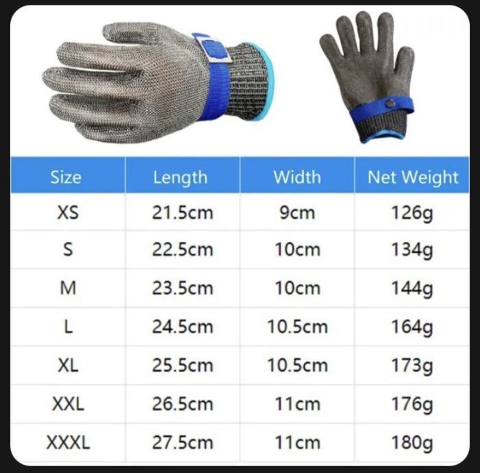 Mesarske rukavice od čelične žice Veličina XL (dužine 26,5 cm) NOVO!!