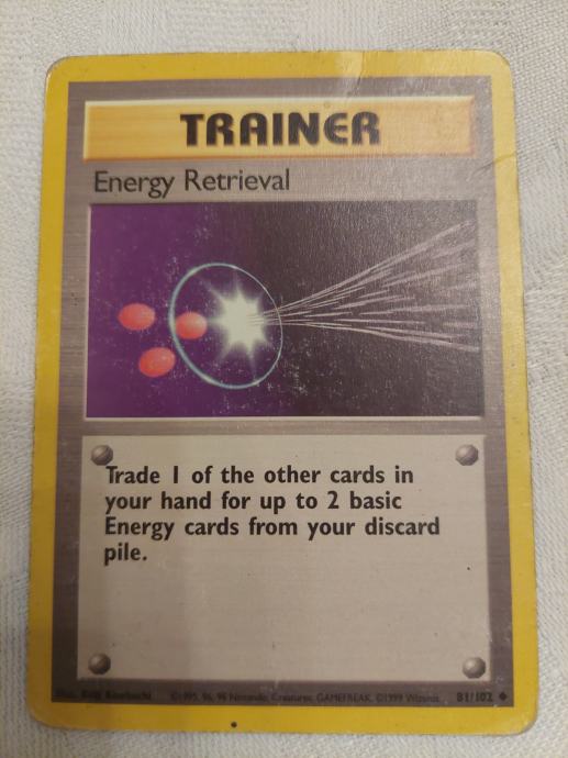 Pokemon karta Trainer energy retrieval