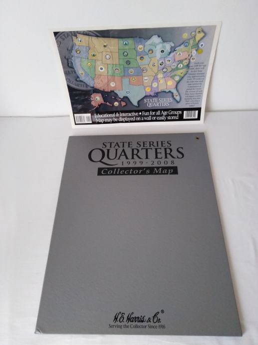 USA State Series Quarters Collectors Map Album s novčićima