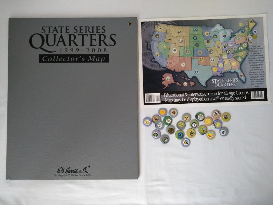 USA State Series Quarters Collectors Map Album s novčićima