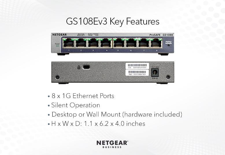 Netgear GS108Ev3 managed switch