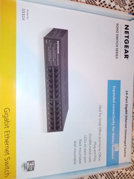 Netgear GS324 24-PORT 1GB Ethernet Unmanaged Switch, Port 22 na 100 MB
