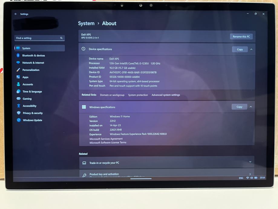 Dell XPS 9315 2-in-1 13 i5-1230U, 16Gb RAM, 512Gb SSD Win 11 Home