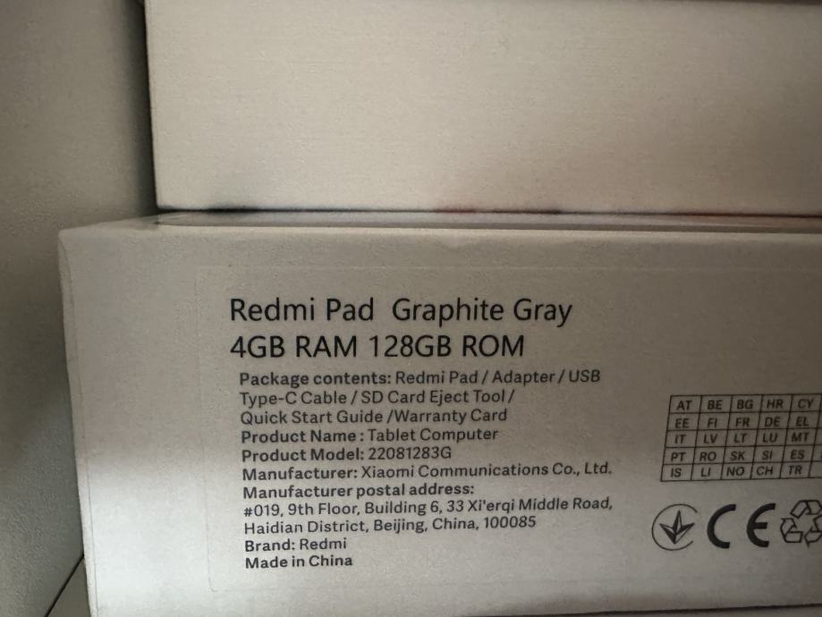 NOVO *Redmi pad graphite gray 4gb RAM 128gb ROM