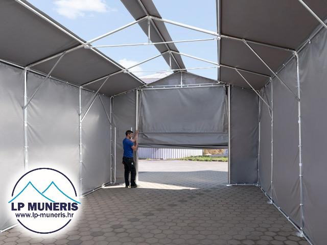 SKLADIŠNI ŠATOR,6X12M,VRATA NA PODIZANJE+KROVNI PROZOR, PRO300,ULAZ 3M