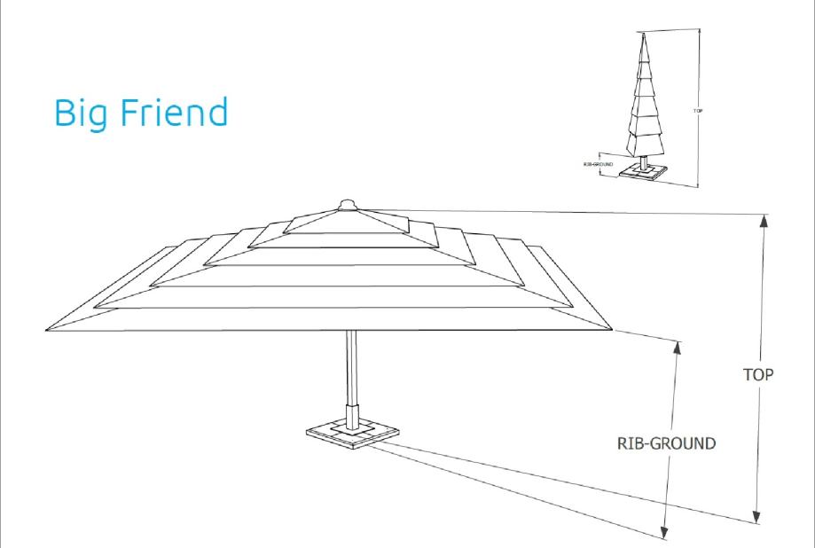 Ugostiteljski suncobran Big Friend 5x5