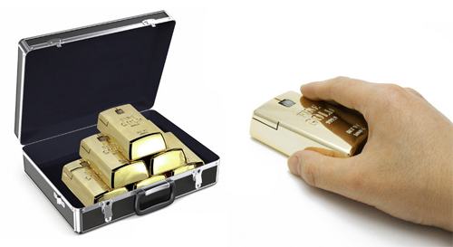 × Gold Bullion Wireless Computer Mouse - NOVO - TOP MODEL !! ×
