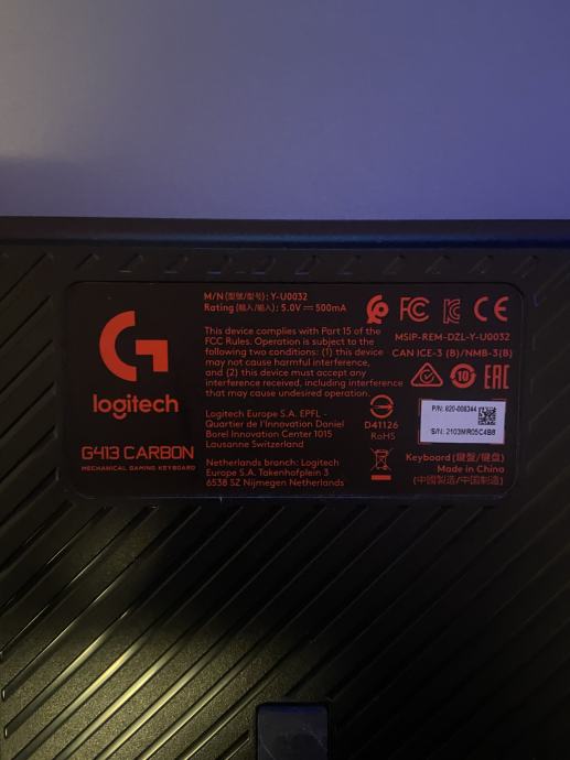Logitech G413 CARBON gaming tipkovnica, mehanička