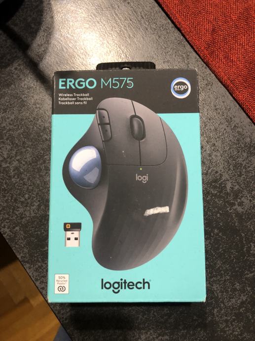 Miš LOGITECH Ergo M575, optički, 2000dpi, bežični, USB, sivi