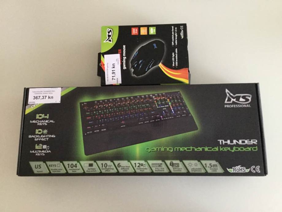 Ms Thunder gaming mehanička tipkovnica i Booster miš