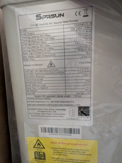 dizalica topline SPRSUN CGK040V3L-B 16 kW