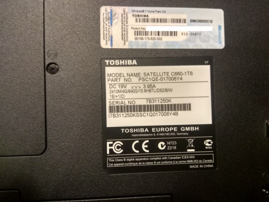 Toshiba Satellite C660-1T8 laptop