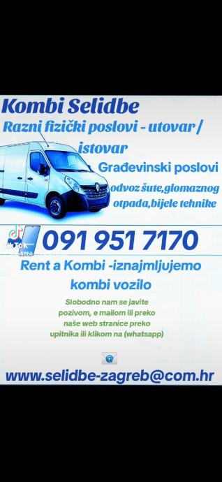 SELIDBE - RENT A KOMBI - utovar/istovar - fizički poslovi ☎0919517170
