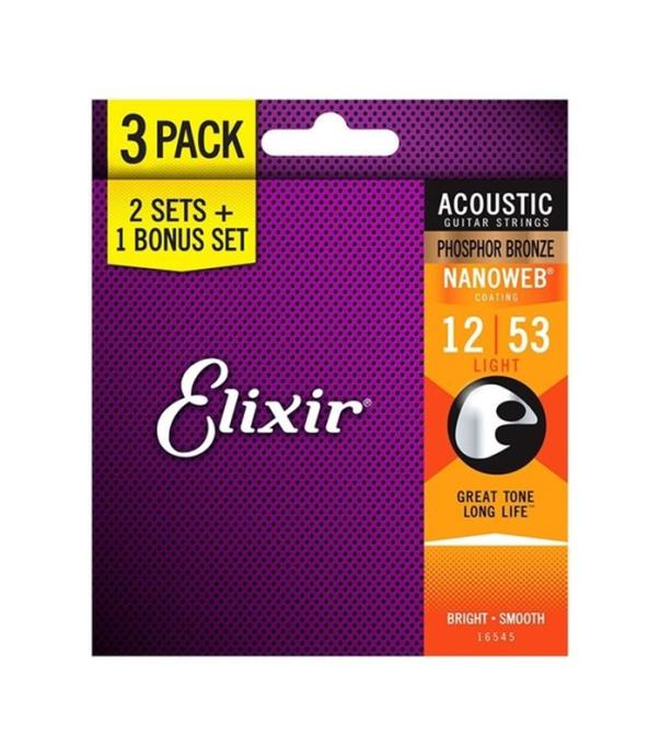 ELIXIR 12-53 PHOSPHOR BRONZE 3 PACK ŽICE ZA AKUSTIČNU GITARU