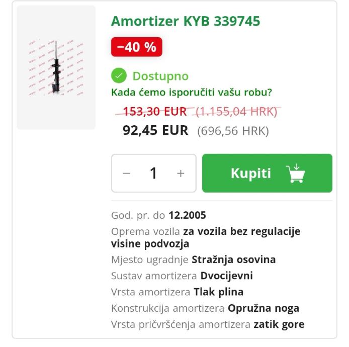 Alfa 156 SW Kayaba zadnji amortizeri