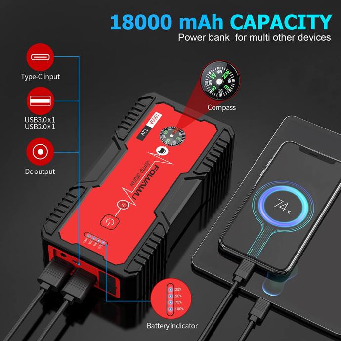 PRIJENOSNI JUMP STARTER ZA AUTO POWERBANK 1500A NOVO! ZAGREB