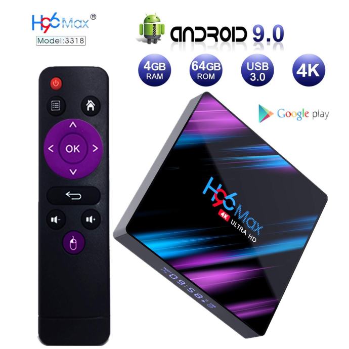 Android 9.0 TV Box H96 MAX RAM 4GB ROM 64GB KODI