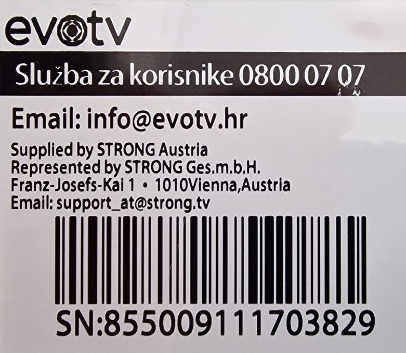 EVO TV, STRONG SRT8550, DVB-T2, H.265, HEVC prijemnik za TV