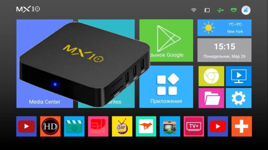 TV BOX MX10 Android 9.0., RK3328 Quad Core 4GB RAM /32GB ROM, 4K