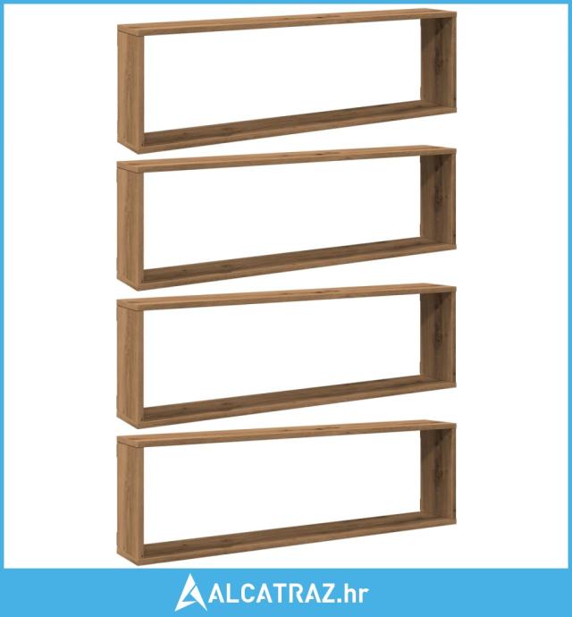 Kockaste zidne police 4 kom boja hrasta 100x15x30 cm drvene - NOVO