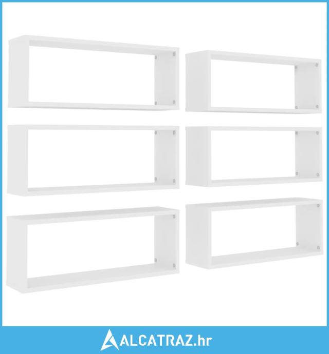 Kockaste zidne police 6 kom bijele 60 x 15 x 23 cm drvene - NOVO