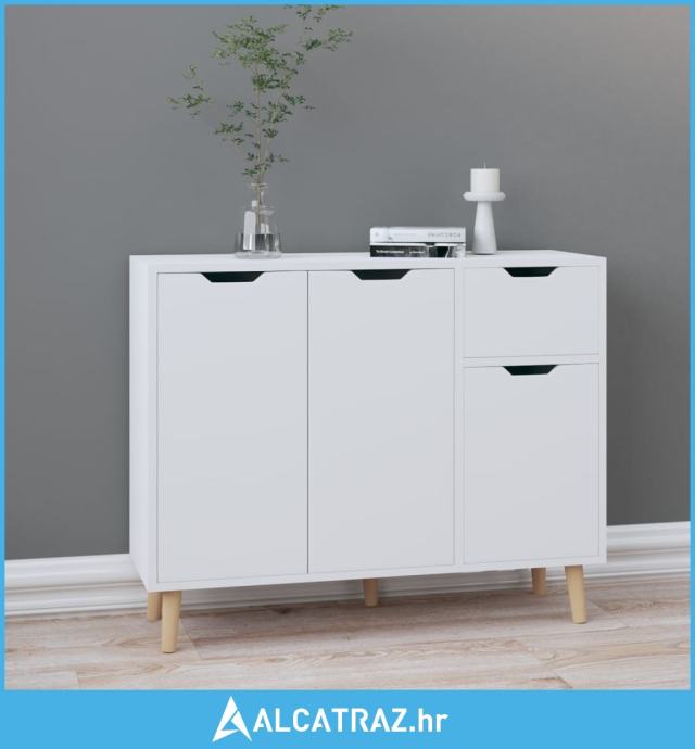 Komoda bijela 90 x 30 x 72 cm od iverice - NOVO