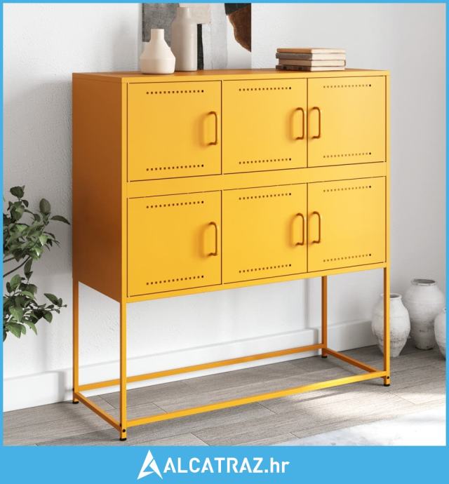 Komoda boja senfa 100,5x39x107 cm hladno valjani čelik - NOVO
