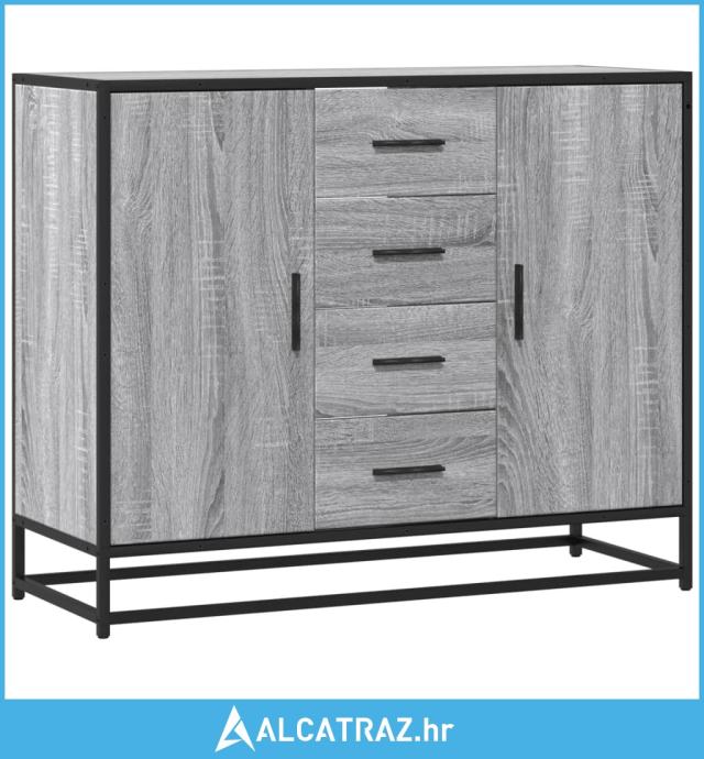 Komoda Siva Sonoma 92x35x76 cm Konstruirano drvo - NOVO