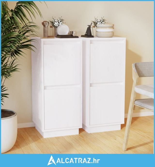 Komode 2 kom bijele 31,5 x 34 x 75 cm od masivne borovine - NOVO