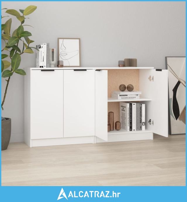 Komode 2 kom bijele 60 x 30 x 70 cm od konstruiranog drva - NOVO