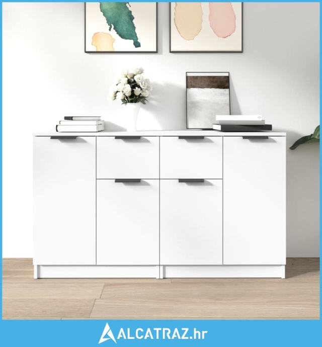 Komode 2 kom bijele 60 x 30 x 70 cm od konstruiranog drva - NOVO