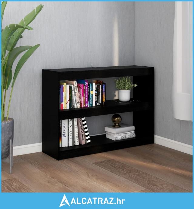 Ormarić za knjige / sobna pregrada crni 100x30x71,5 cm borovina - NOVO