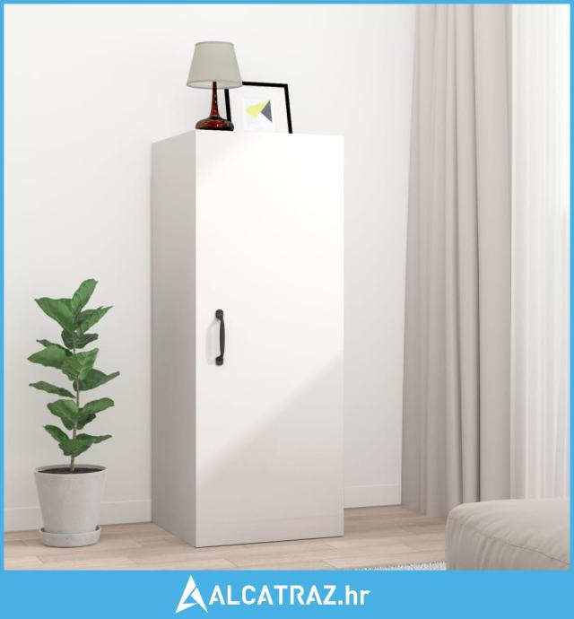 Viseći zidni ormarić visoki sjaj bijeli 34,5x34x90 cm drveni - NOVO