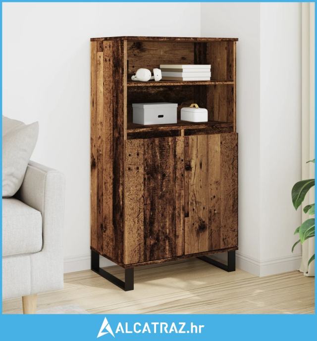 Visoka komoda boja staro drvo 60x36x110 cm konstruirano drvo - NOVO