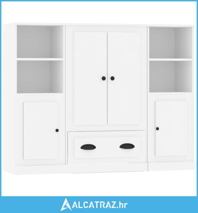 Visoke komode 3 kom bijele od konstruiranog drva - NOVO