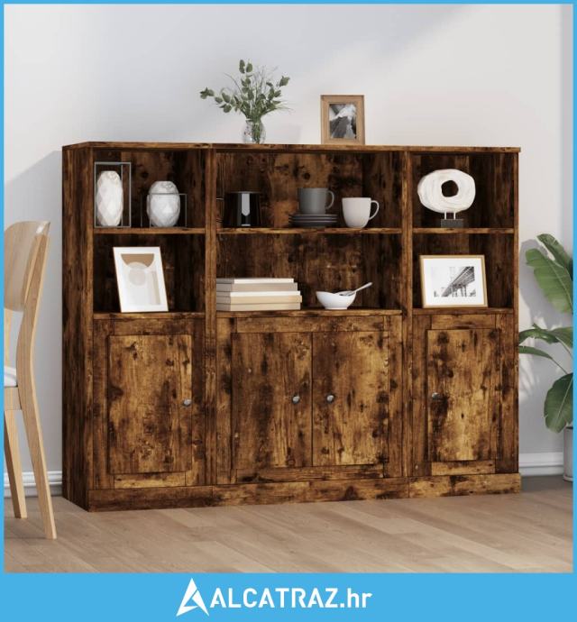 Visoke komode 3 kom boja dimljenog hrasta od konstruiranog drva - NOVO