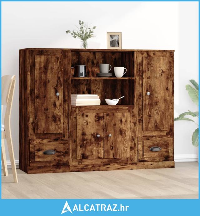 Visoke komode 3 kom boja dimljenog hrasta od konstruiranog drva - NOVO