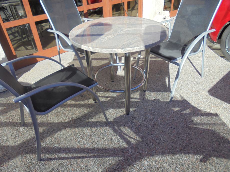 Vanjski stolovi (granit i inox) i stolice za terasu