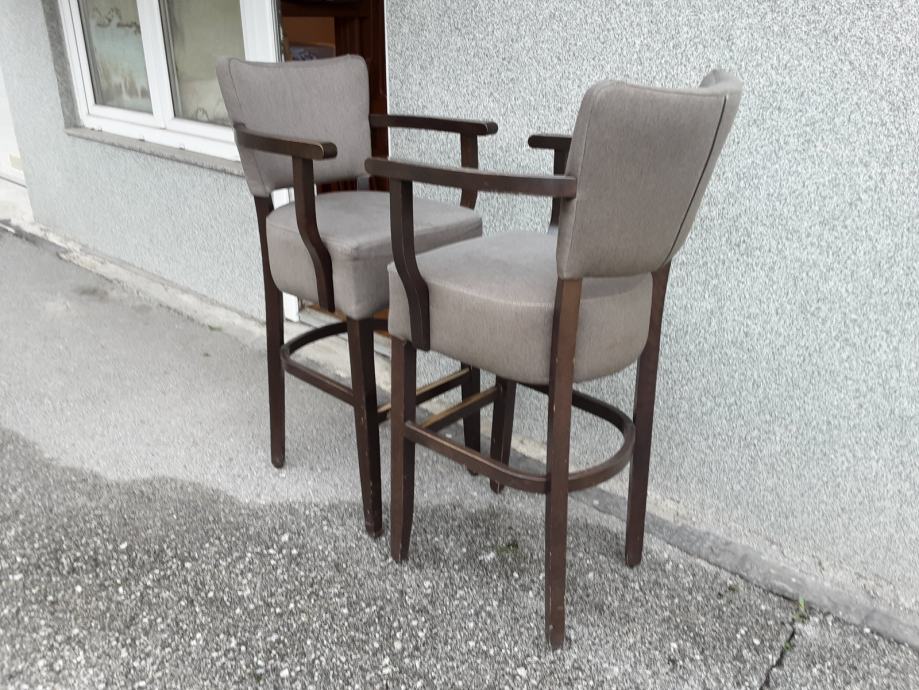 Visoke drvene barske stolice 13 kom