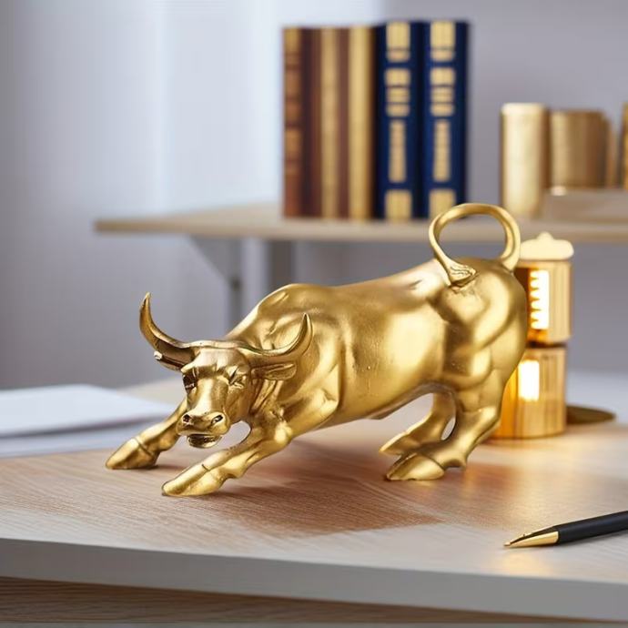 Zlatni bik kip - Uredski i kućni ukras za stol, simbol bogatstva