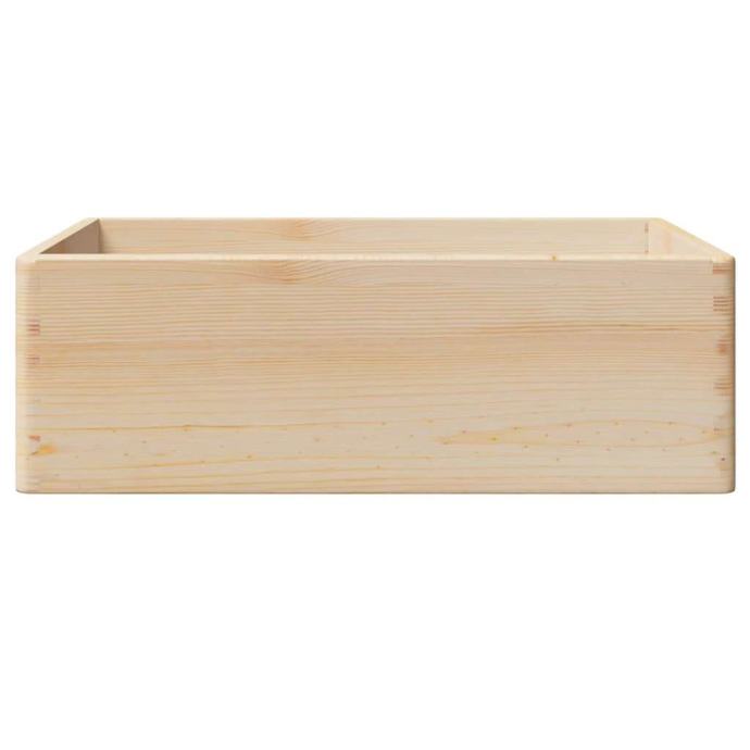 Drvena kutija s ručkama 40x30x13 cm puno drvo bor - Prirodna 40 x 30 x
