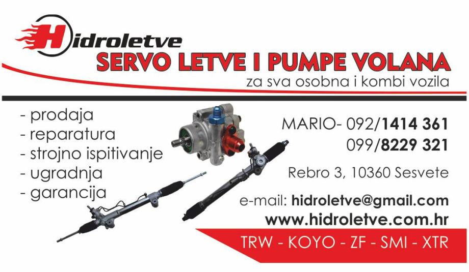 LETVA VOLANA I SERVO PUMPE ZA SVA OSOBNA I KOMBI VOZILA