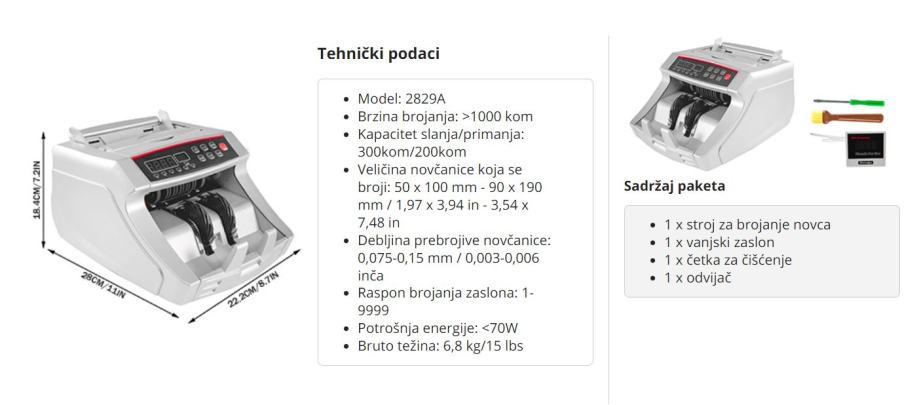BROJAČ NOVČANICA - MAŠINA ZA BROJANJE NOVCA 1000 kom./min.